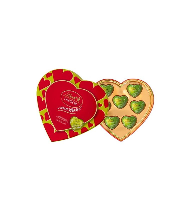 SCATOLA REGALO san valentino CUORE LINDOR LINDT pistacchio da 82g