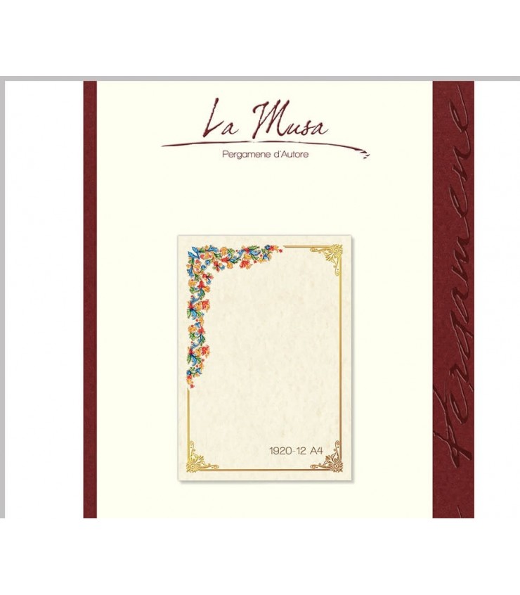 Carta Pergamena La Musa 160 gr. Formato A4 colore avorio conf.12 fogli